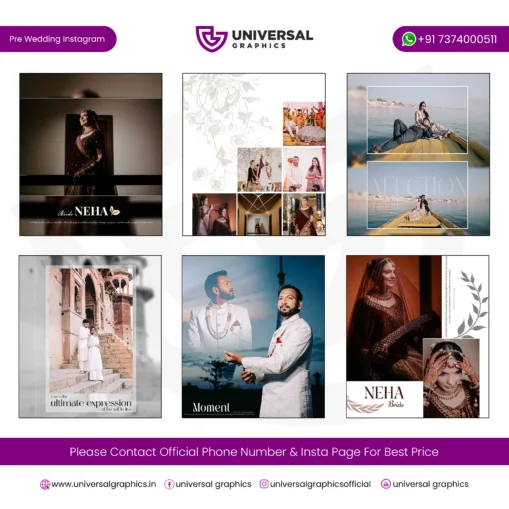 20 Pre Wedding Instagram Post Design | Universal Graphics