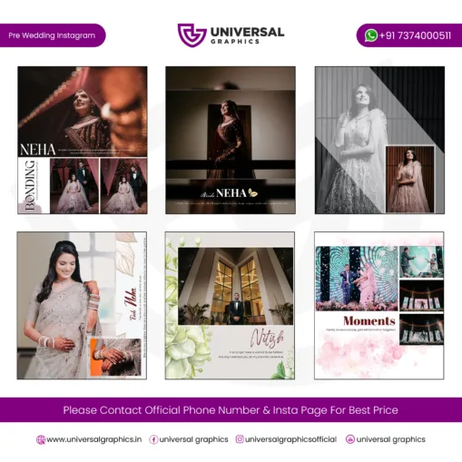 20 Pre Wedding Instagram Post Design | Universal Graphics