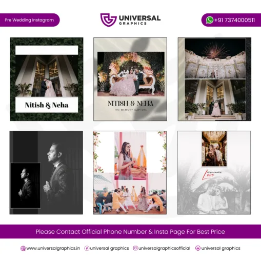 20 Pre Wedding Instagram Post Design | Universal Graphics